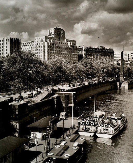 Victoria Embankment and Shell Mex building from Charing Cross Bridge ...