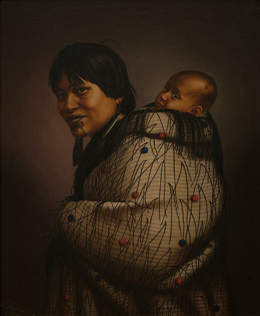 Ana Reupene Whetuki and Child (Ngāti Maru) [also known as Heeni Hirini ...